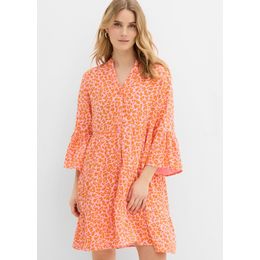 bonprix Tunika-Kleid aus luftigem Musselin, rosa, Gr.52, Kurzes Kleid aus luftigem Musselin mit Aufdruck, aus 100% Baumwolle,Musselin