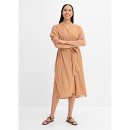 bonprix Kaftan-Kleid aus softer Viskose, beige, Gr.52, L&auml;ssiges Kaftan-Kleid mit G&uuml;rtel