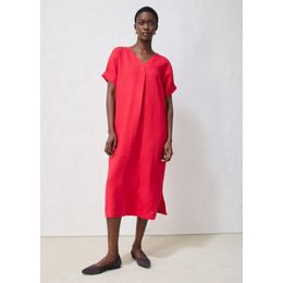 bonprix Kaftan-Kleid aus reinem Leinen, rot, Gr.38, modernen Leinenkleid mit weiter Passform und tiefem V-Ausschnitt, aus Leinen