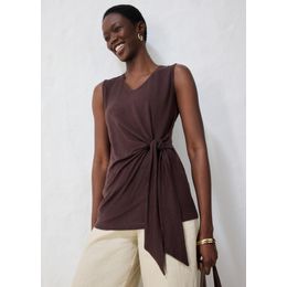 bonprix Wickelshirttop aus reinem Leinen, braun, Gr.36/38 (S), attraktives Leinenshirt vorne zum binden, aus Leinen