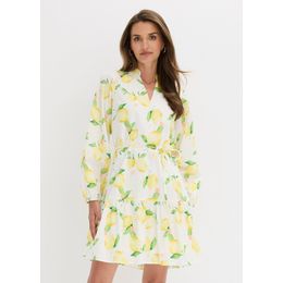 bonprix Tunika-Kleid aus reiner Baumwolle, wei&szlig;, Gr.44, sommerliches Tunika-Kleid aus reiner Baumwolle mit Zitronen-Print, aus 100% Baumwolle