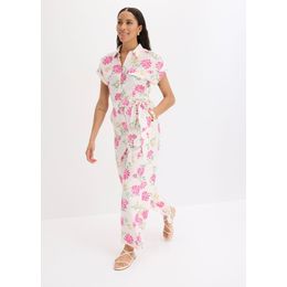 bonprix Jumpsuit aus flie&szlig;endem Viskose-Mix, rosa, Gr.38, Jumpsuit mit &uuml;berschnittenen &Auml;rmeln mit Umschlag und Knopfleiste