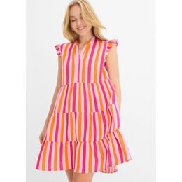 bonprix Tunika-Kleid aus luftigem Musselin, rosa, Gr.50, L&auml;ssiges Tunika-Kleid aus luftigem Musselin mit Volants, aus 100% Baumwolle,Musselin