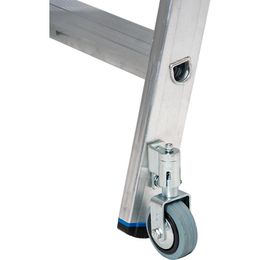 Krause Stufen-Regalleiter, mit Kopffahrwerk f&uuml;r Rundrohr-Schienenanlage, 7 Stufen