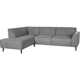 Ecksofa DOMO collection "Amora, bequem und zeitlos, L-Form", grau (hellgrau), B:263cm H:81cm T:191cm, Sofas, Ecksofa, mit Federkern, Fu&szlig;h&ouml;he passend f&uuml;r g&auml;ngige Saugroboter