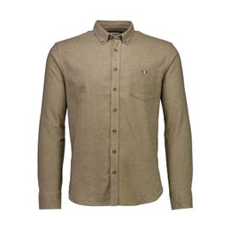 Langarmhemd Bison "Freizeithemd (Langarm) Regular Fit", Herren, Gr. L, Normalgr&ouml;&szlig;en, army, Obermaterial: 99% Baumwolle, 1% Elasthan, Hemden