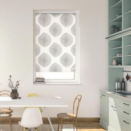 Seitenzugrollo LICHTBLICK ORIGINAL "Rollo Klemmfix, ohne Bohren, blickdicht, Stripy Boho Drop - Wei&szlig;", wei&szlig; (wei&szlig;, wei&szlig;), B:100cm H:150cm, Polyester, Rollos, Seitenzugrollo