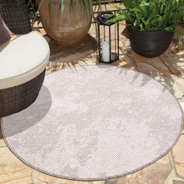 Outdoorteppich Carpet City "DUO RUG 5845", beige (creme), H:5mm &Oslash;:160cm, Obermaterial: 100% Polypropylen, Teppiche, Outdoorteppich, Wendeteppich Wetterfest In- & Outdoor, Balkon, Terrasse, Wohnzimmer