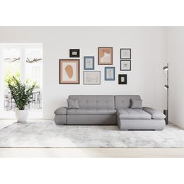 Ecksofa DOMO collection "MORIC 300x172 cm, XXL-Sofa mit viel Platz, L-Form, auch in Cord", grau (dunkelgrau), B:300cm H:80cm T:172cm, Kunstleder SOFTLUX / Struktur (90% Polyester/ 10% Polyacryl);Microfaser PRIMABELLE (100% Polyester)/ Struktur (90% Polyester/ 10% Polyacryl), Sofas, Ecksofa, wahlweise mit Bettfunktion und Armteilverstellung, dunkelgrau