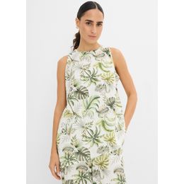 bonprix Bedruckte Bluse aus Leinen-Mix, wei&szlig;, Gr.54, Neckholder-Top mit asymmetrischem Saum aus luftigem Leinen-Mix, aus Leinen,Viskose