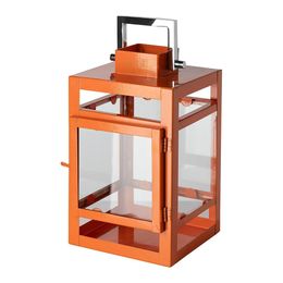 Kerzenlaterne Fink "KENIA, Laterne", orange, B:12cm H:20cm T:11,5cm, Metall, Kerzenhalter