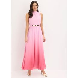 bonprix Chiffonkleid mit Kragen und Taillen-Einsatz, rosa, Gr.50, Chiffonkleid mit Kragen und Taillen-Einsatz