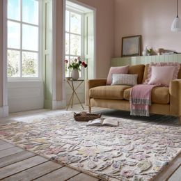 Wollteppich FLAIR RUGS "Tania Floral", bunt (mehrfarbig), B:120cm H:19mm L:170cm, Wolle, Teppiche, mit verspieltem Blumen-Design