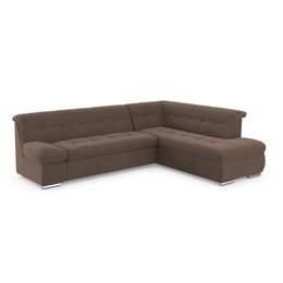 Ecksofa DOMO collection "MONA B/T: 271/213 cm, modern und komfortabel", braun (schlamm), B:271cm H:80cm T:213cm, Struktur fein 100% Polyester;Chenilleoptik 100% Polyester, Sofas, Ecksofa, whlw. mit Bett- und Armlehnfunktion, L-Form
