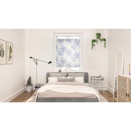 Plissee LICHTBLICK ORIGINAL "Plissee Klemmfix, ohne Bohren, blickdicht, Blueprint Palms - Blau", blau (blau, wei&szlig;, wei&szlig;), B:80cm H:130cm, Obermaterial: 100% Polyester, Plissees