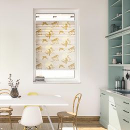 Plissee LICHTBLICK ORIGINAL "Plissee Klemmfix, ohne Bohren, blickdicht, Moon Birds - Beige", beige (beige, wei&szlig;, wei&szlig;), B:90cm H:130cm, Obermaterial: 100% Polyester, Plissees