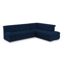 Ecksofa DOMO collection "MONA B/T: 271/213 cm, modern und komfortabel", blau (marine), B:271cm H:80cm T:213cm, Struktur fein 100% Polyester;Chenilleoptik 100% Polyester, Sofas, Ecksofa, whlw. mit Bett- und Armlehnfunktion, L-Form