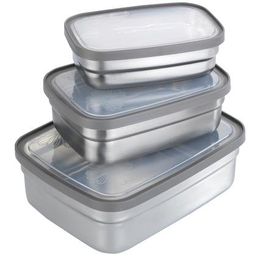 Lunchbox Maximex "Edelstahl", silber (silberfarben), B:13,5cm H:4cm L:9,5cm, Edelstahl, Lebensmittelaufbewahrungsbeh&auml;lter, Lunchbox, Brotdosen in 3 Gr&ouml;&szlig;en, luftdichte Deckel, sp&uuml;lmaschinengeeignet