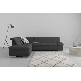 Ecksofa DOMO collection "MONA B/T: 271/213 cm, modern und komfortabel", grau (anthrazit), B:271cm H:80cm T:213cm, Struktur fein 100% Polyester;Chenilleoptik 100% Polyester, Sofas, Ecksofa, whlw. mit Bett- und Armlehnfunktion, L-Form