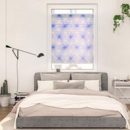 Plissee LICHTBLICK ORIGINAL "Plissee Klemmfix, ohne Bohren, blickdicht, Flower wheel - Blau", blau (blau, wei&szlig;, wei&szlig;), B:60cm H:130cm, Obermaterial: 100% Polyester, Plissees