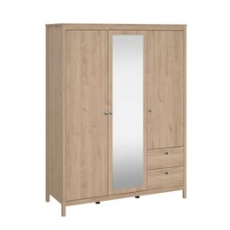 Dreht&uuml;renschrank Home Affaire "Madrid, Schrank, Kleiderschrank", jackson hickory, B:150cm H:199cm T:58,4cm, FSC-zertifizierter Holzwerkstoff, Schr&auml;nke, Dreht&uuml;renschrank, Skandinavisches Design, Wahlweise Leder- oder Metallgriffe, Spiegel