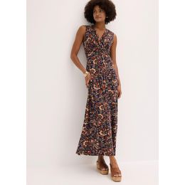 bonprix Maxikleid aus Viskose-Mix, blau, Gr.48/50 (XL), Modernes langes Kleid mit sch&ouml;nem Druck, aus Viskose