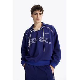 Sweatshirt mit Kordelzug-Ausschnitt und Print