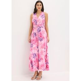bonprix Maxikleid aus feinem Jersey mit Accessoir-Detail, rosa, Gr.52/54 (XXL), Modern und feminin: Maxikleid aus feinem Jersey mit Drapierung und Accessoir mit Strasssteinverzierung