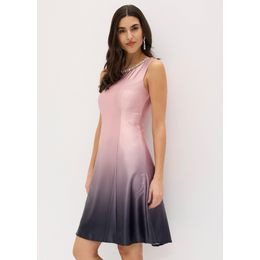 bonprix Minikleid aus gl&auml;nzendem Satin, rosa, Gr.50, Moder und feminin: Satinkleid in Mini-Lange mit Strassstein-Applikation am Ausschnitt