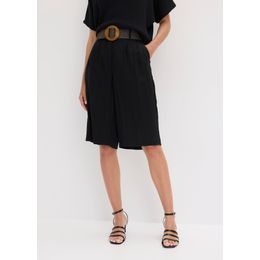 bonprix Bermuda aus softem Viskose-Mix, schwarz, Gr.52, Bermuda mit G&uuml;rtel aus softem Viskose-Mix