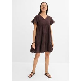 bonprix Kleid aus reiner Baumwolle, braun, Gr.52, Tunika-Kleid aus reiner Baumwolle, 100% Baumwolle