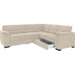 Sit & More Ecksofa SIT & MORE "Montego", beige (creme), B:255cm H:88cm T:225cm, Luxus-Microfaser (90% Polyester, 10% Polyamid);Struktur (100% Polyester);Luxus-Microfaser ALTARA NUBUCK (100% Polyester), Sofas, Ecksofa, wahlweise mit Bettfunktion und Schubkasten