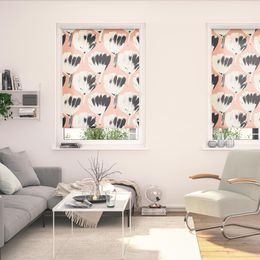 Seitenzugrollo LICHTBLICK ORIGINAL "Rollo Klemmfix, ohne Bohren, blickdicht, Jumbo Flowers on salmon - Rot", rot (rot, wei&szlig;), B:80cm H:150cm, Polyester, Rollos, Seitenzugrollo