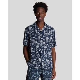 Lyle & Scott Lyle & Scott Botanischer Garten Druck Resort-Hemd - Dunkelblau