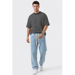 Baggy-Denim-Hosen mit Kordelzugbund