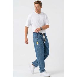 Baggy-Jeans mit Kordelzugbund