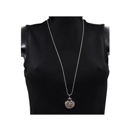 Steuer Modeschmuck Kette Silber Kugel Anh&auml;nger Strass bunt
