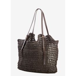 bonprix Strohshopper mit Schnallendetails, braun, Gr.34,5x38 cm, Sommerlicher Strohshopper mit viel Stauraum undextra Innentasche, aus Stroh/Strohoptik