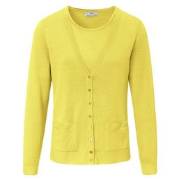 Peter Hahn - Twinset aus 100% Schurwolle-Pure Tasmanian Wool, gelb, Gr. 42 / M - Schurwolle