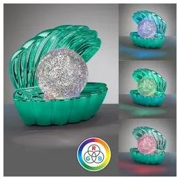 Trio REALITY LEUCHTEN LED Tischleuchte "SHELLY, Deko Tischlampe in Muschelform mit RGB Farbwechsel, 0,8W 15Lm", t&uuml;rkis, 1, H: 14,5cm, 1 Stk., Leuchten, Muschel Tischlampe mit Glitzerkugel und Farbwechsel inkl USB-Ladekabel, LED Tischleuchte