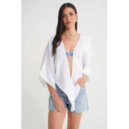 Texturierte V-Ausschnitt Bolero-Bluse