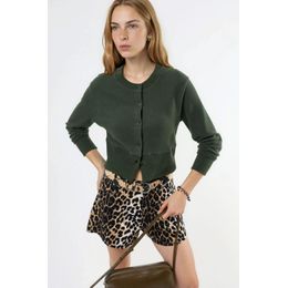 L&auml;ssige Cropped-Jacke mit Rundhalsausschnitt und Knopfleiste