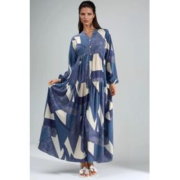 Bedrucktes Langarm-Viskose-Maxikleid