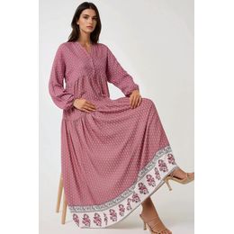 Bedrucktes V-Ausschnitt Maxikleid