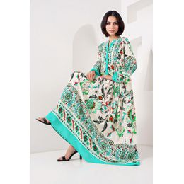 Bedrucktes V-Ausschnitt Maxikleid
