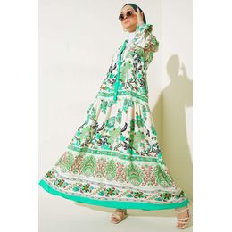 Bedrucktes V-Ausschnitt Maxikleid
