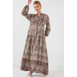Bedrucktes V-Ausschnitt Maxikleid