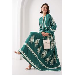 Bedrucktes V-Ausschnitt Maxikleid