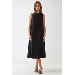 Leinen-Optik &auml;rmelloses Midikleid mit Rundhalsausschnitt