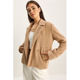 Pl&uuml;sch Button-Up Mantel mit Taschen